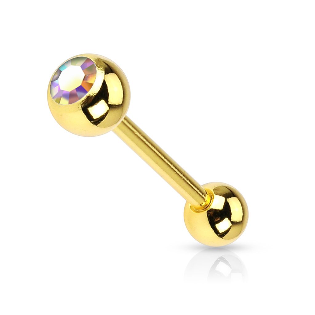 Tongue Piercing Gold Plated Gem | eBay