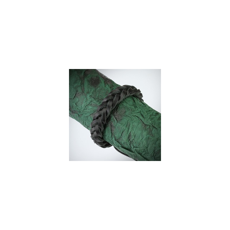 Bracelet Homme en Cuir Noir Brins Tressés Croisés